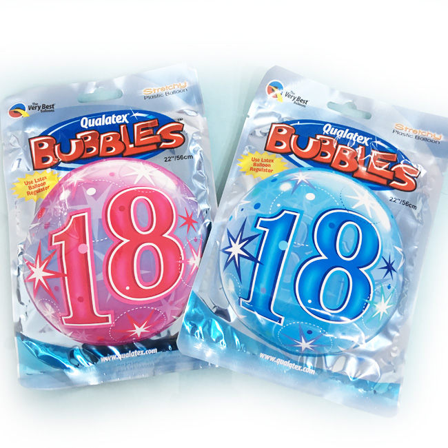 Bubble Palloncino 18 Anni Qualatex Celeste Rosa - Palloni e palloncini