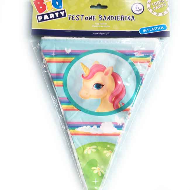 Festone Bandierina Unicorno Big Party - Palloni e palloncini